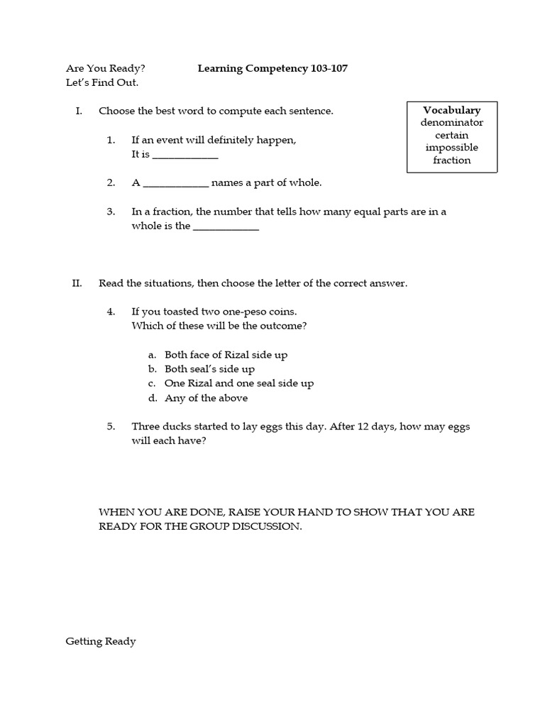 PGL-Lesson 103-107 | PDF | Probability | Experiment