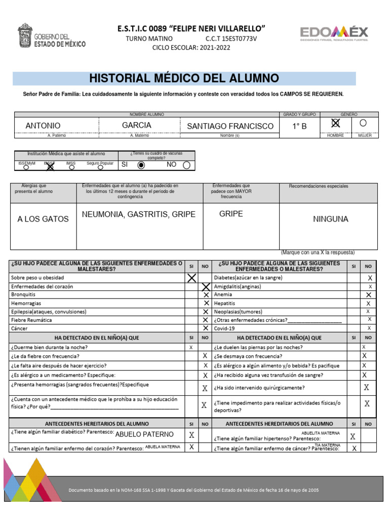 Historial Medico | Descargar gratis PDF | Enfermedades y trastornos | Medicina CLINICA