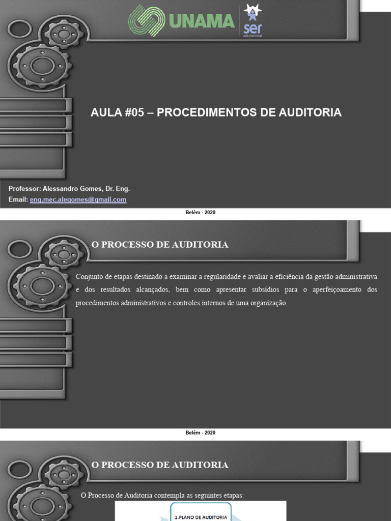Aula Procedimentos de Auditoria | PDF | Planejamento | Auditoria interna