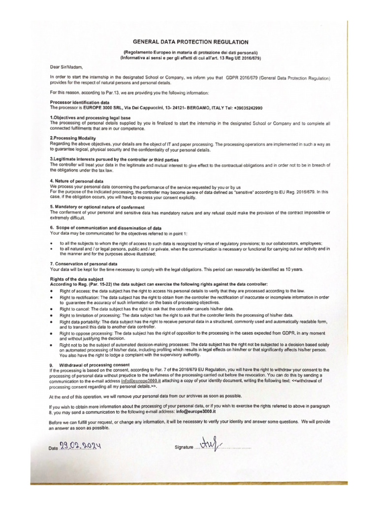 General Data Protection Regulation | PDF