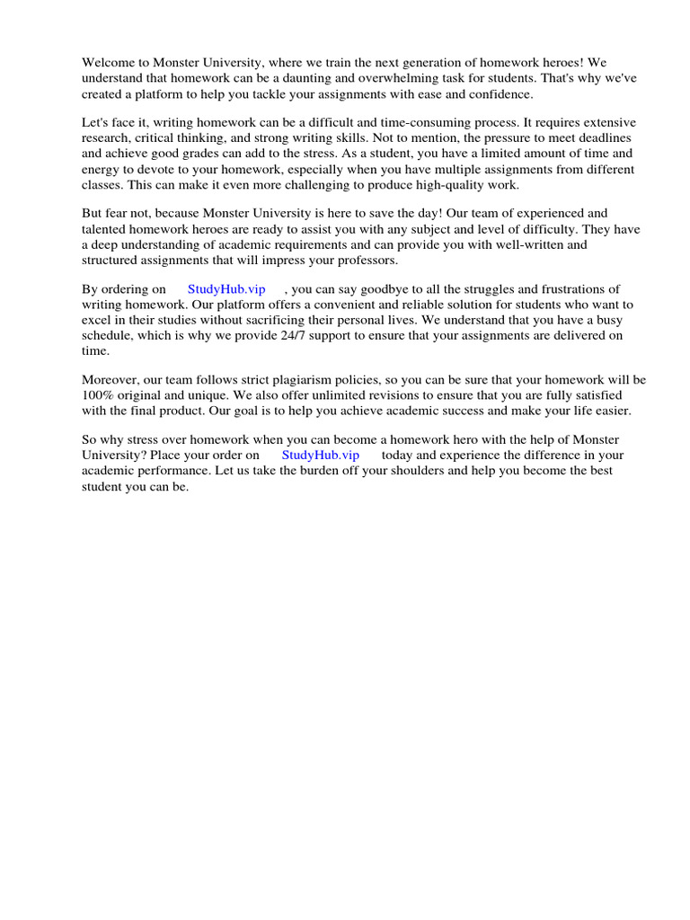 Monster University Homework Hero | PDF | Homework