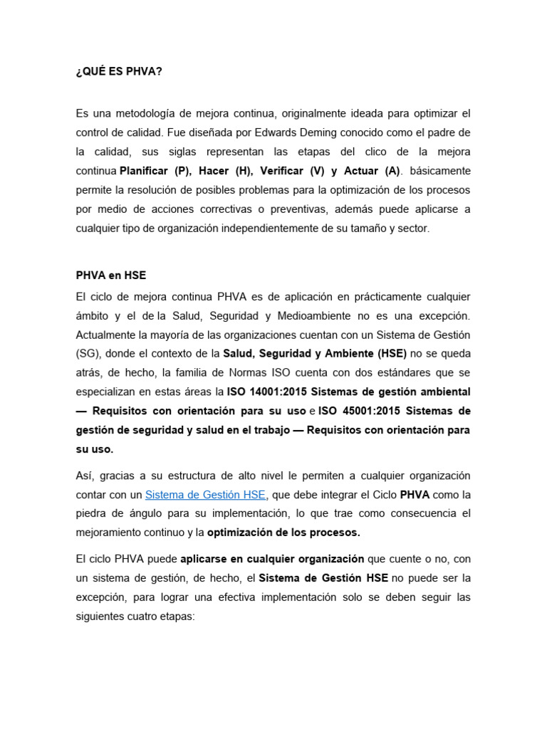 Qué Es Phva | PDF | Planificación | Business