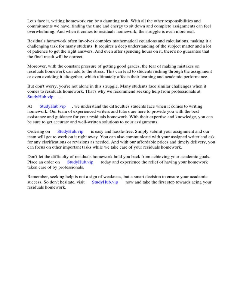 Residuals Homework | PDF | Homework | Errors And Residuals Residuals Homework | PDF | Homework | Errors And Residuals