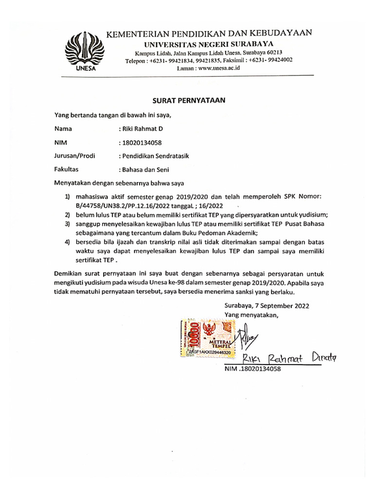 Surat Bebas Tep | PDF