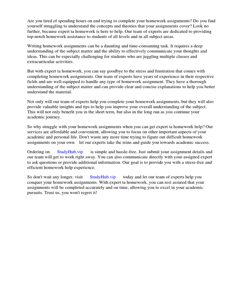 Expert Ta Homework | PDF | Homework | Expert