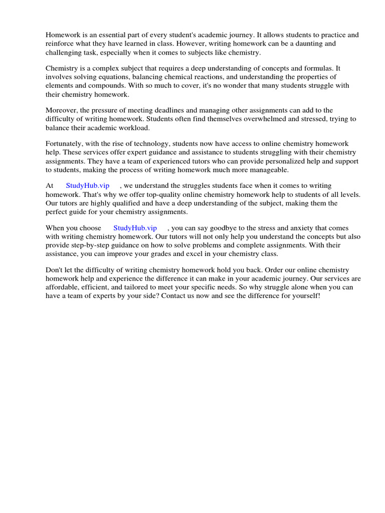 Online Chemistry Homework Help | Download Free PDF | Homework | Chemistry