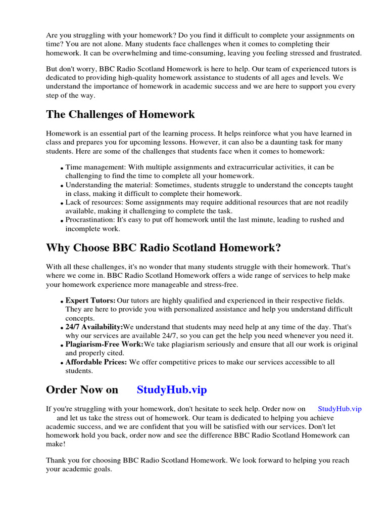 BBC Radio Scotland Homework | PDF | Bbc | Homework