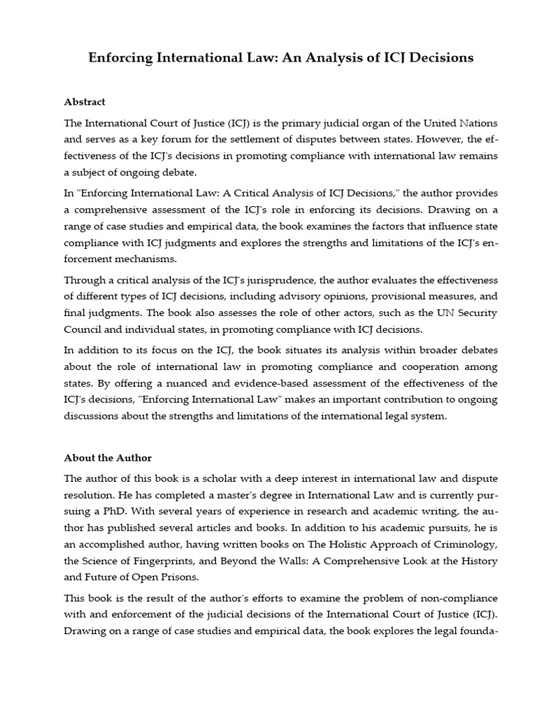 ICJ Decisions: Compliance and Enforcement Analysis | PDF ...