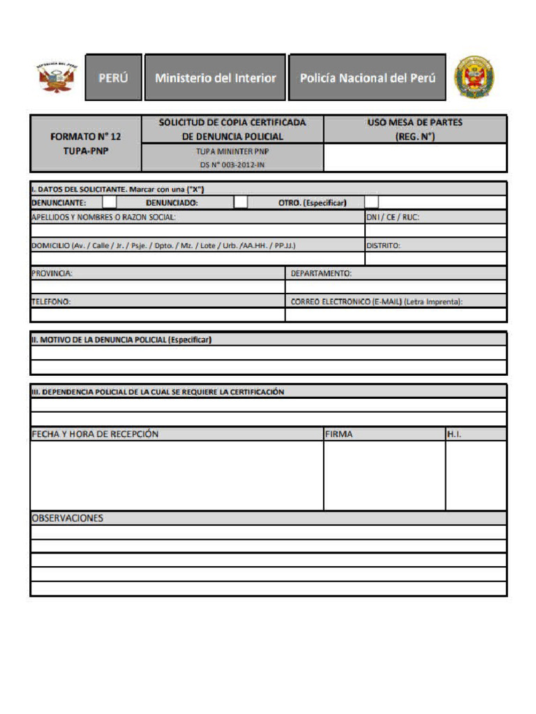 Formato Nro. 12 | PDF