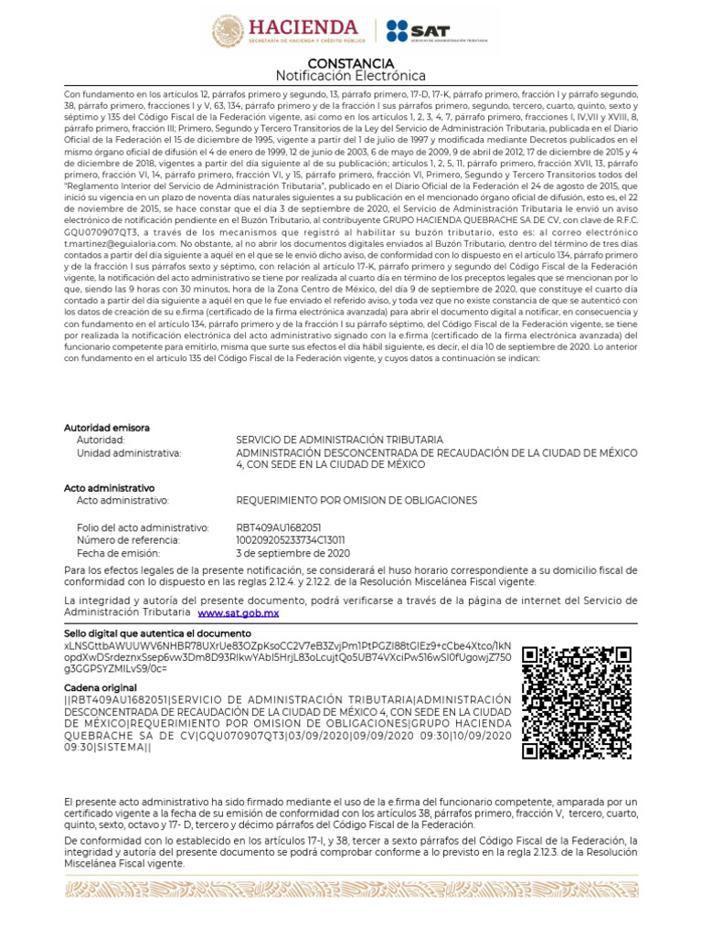 PRUEBA 14. NOTIF R 100209205233734C13011 | PDF | Gobierno