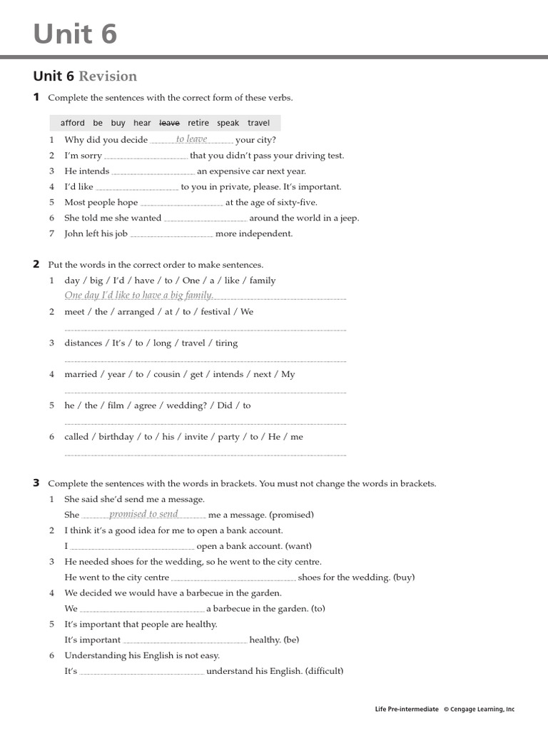 Unit 6 Revision: Life Pre-Intermediate | PDF