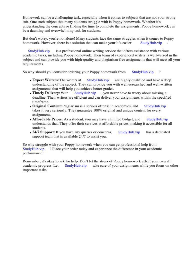 Poppy Homework | PDF