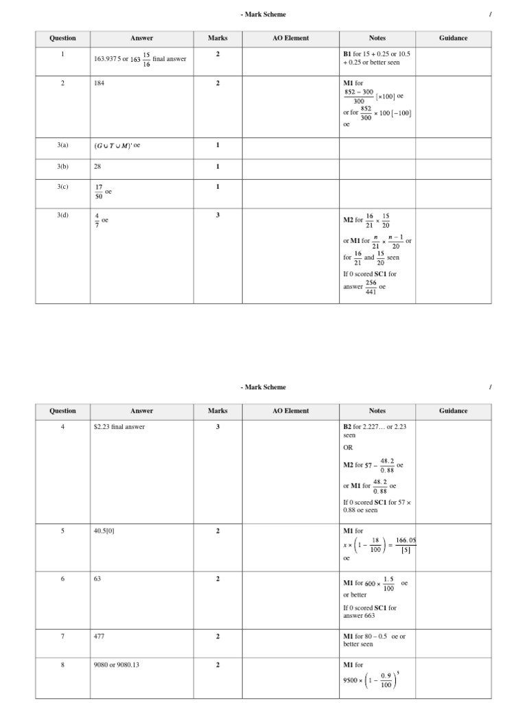 Number EXD 2 21 MarkScheme | PDF