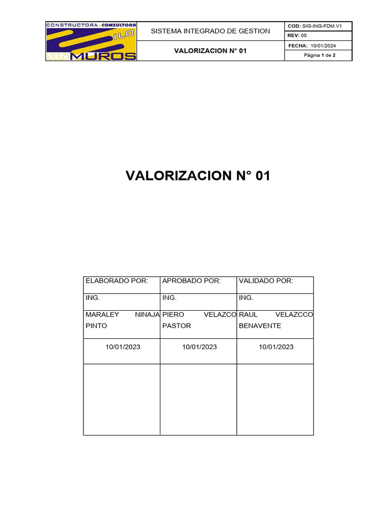 FORMATO SIG Obra | Descargar gratis PDF | Informática