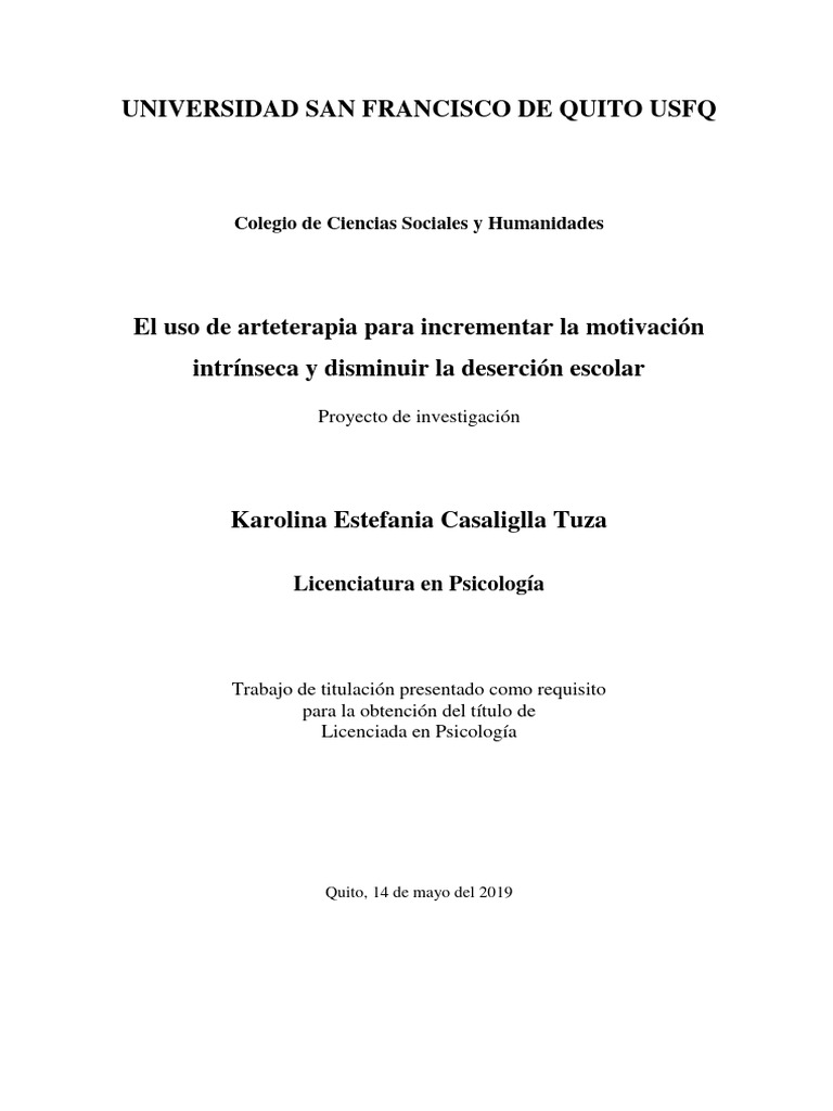 El Uso de Arte Terapia para Incrementar La Motivación Intrínseca y ... El Uso de Arte Terapia para Incrementar La Motivación Intrínseca y ...