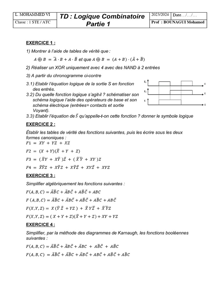Exercices de Logique Combinatoire | PDF