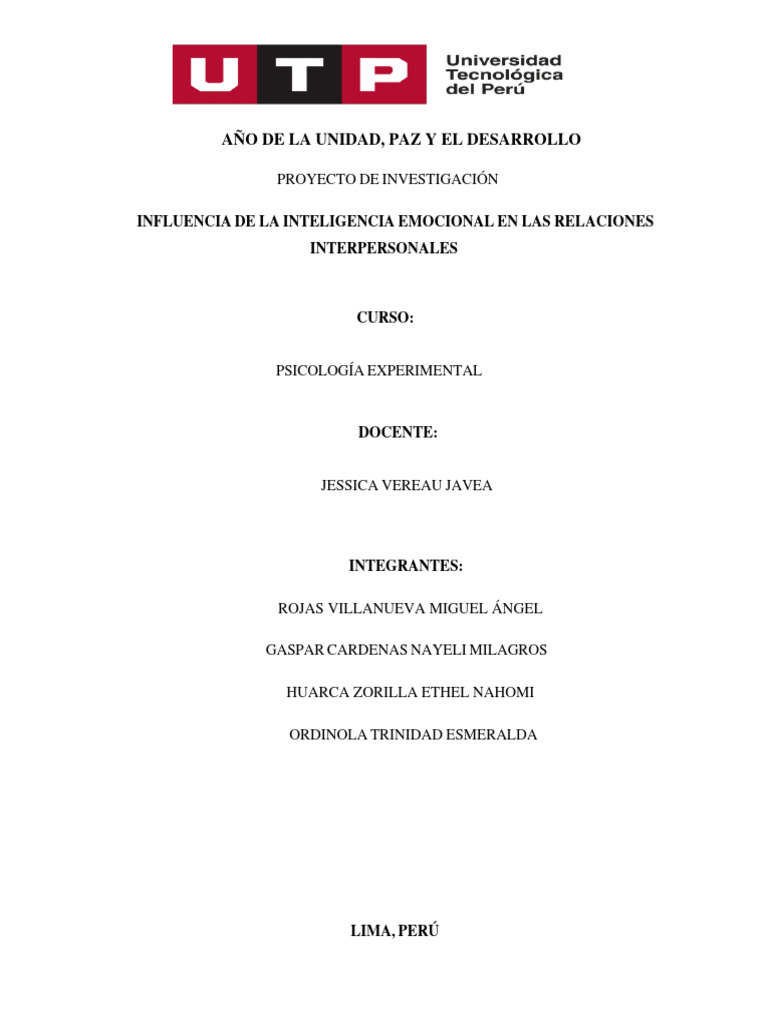 Psicologia - Experimental - Informe Final | PDF | Las emociones | Inteligencia emocional