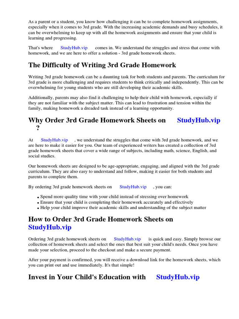 3rd Grade Homework Sheets Online | PDF | Worksheet | Homework