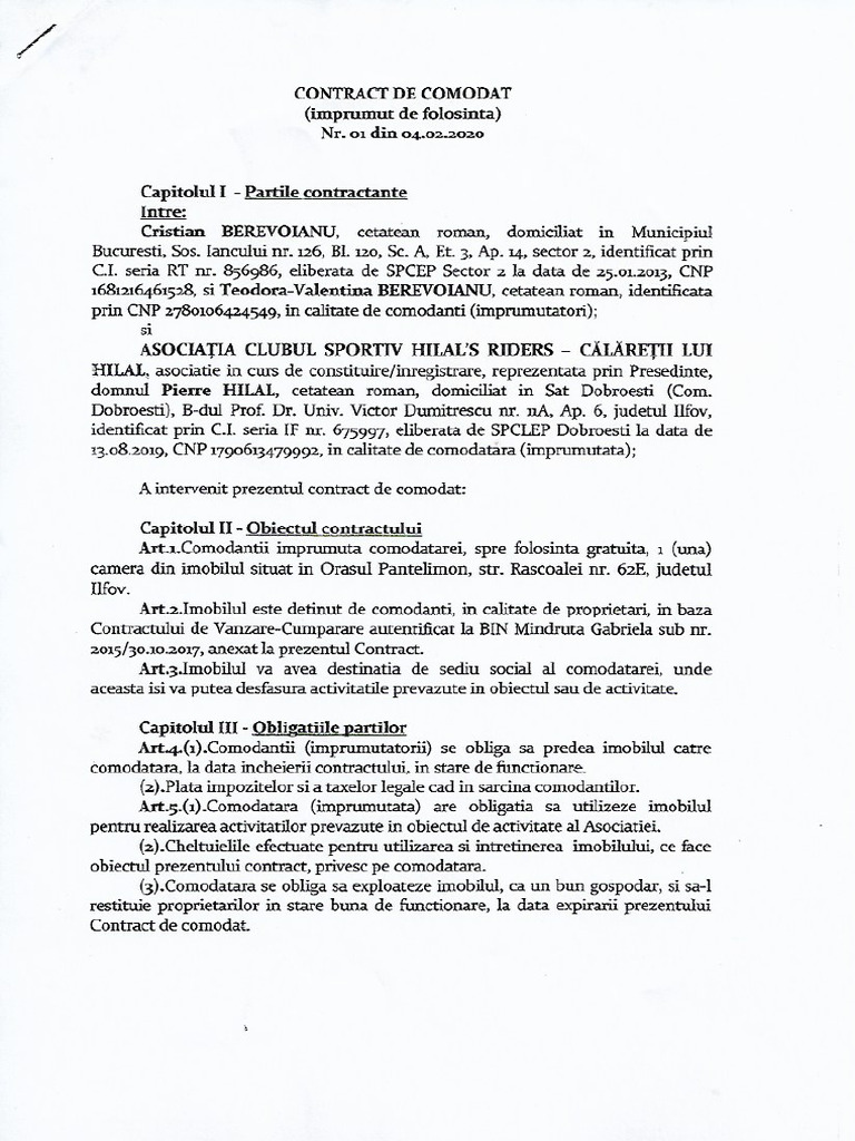 Contract Comodat | PDF