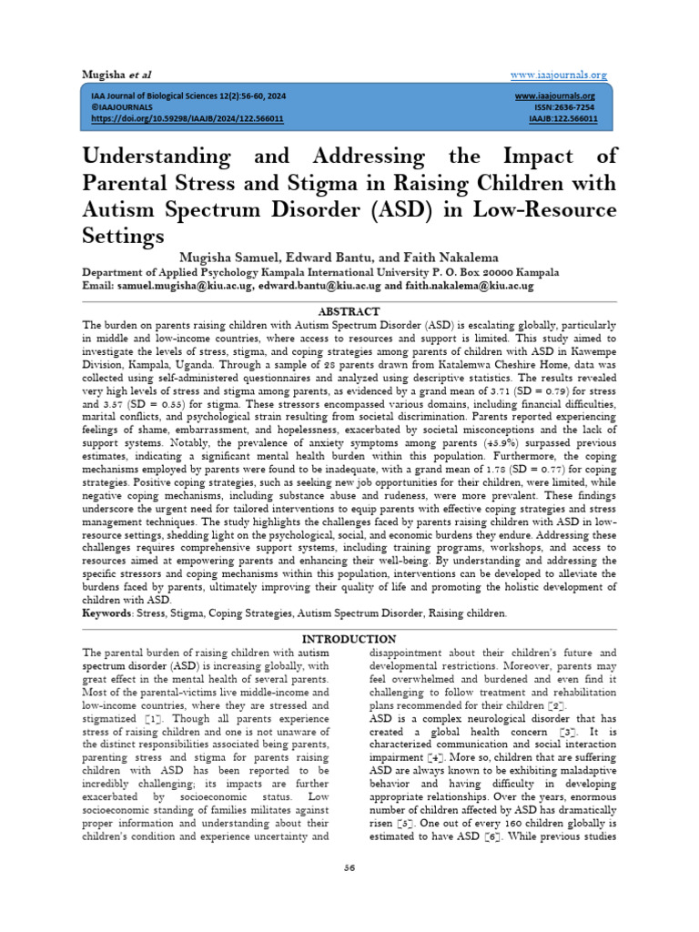 Understanding and Addressing the Impact of Parental Stress and Stigma ...