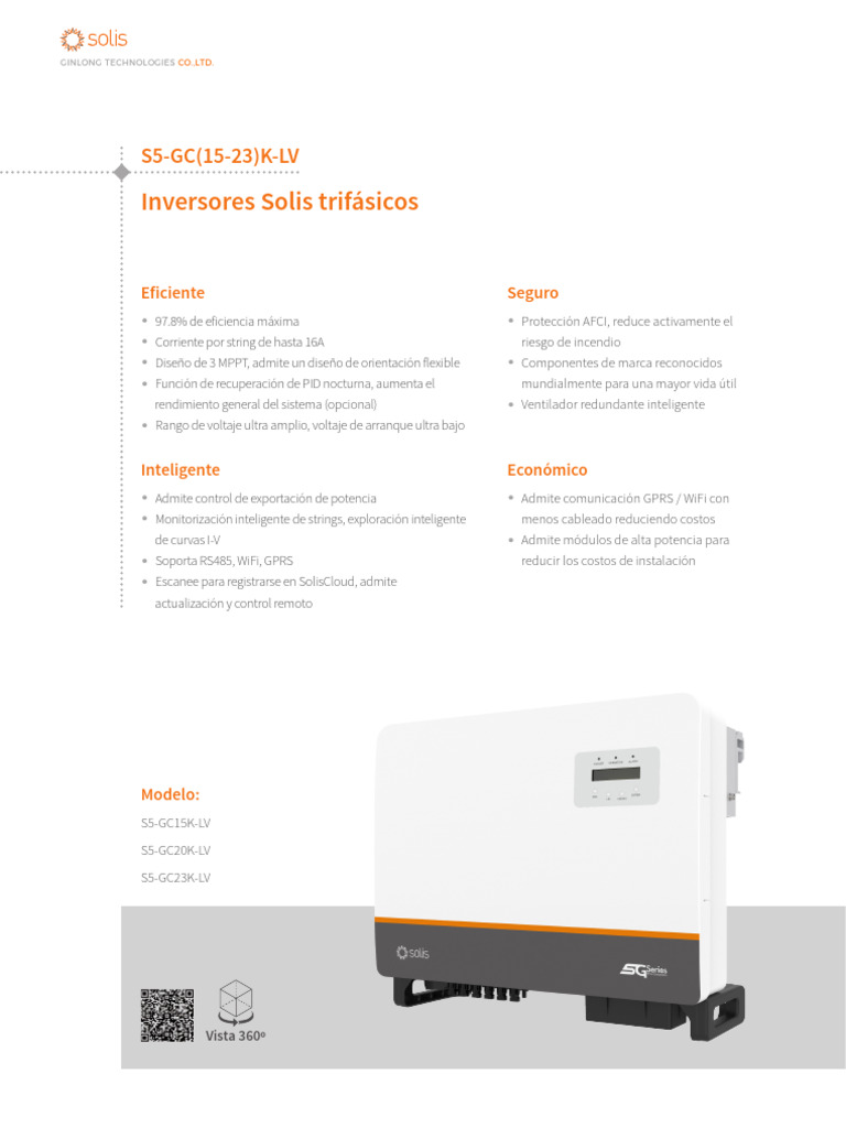 Solis Datasheet S5-GC (15-23) K-LV MEX V2,2 2023 08 | PDF | Energia electrica | Electricidad