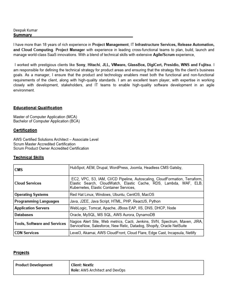 Deepak Kumar | PDF | Cloud Computing | Amazon Web Services