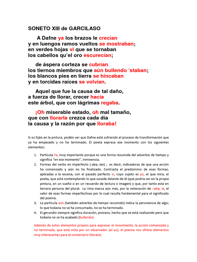 Análisis del Soneto XIII de Garcilaso | PDF | Poesía | Sonetos