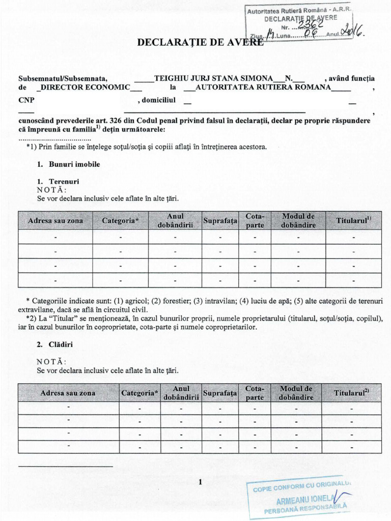 Declaratie de Avere 14,06,2016 | PDF