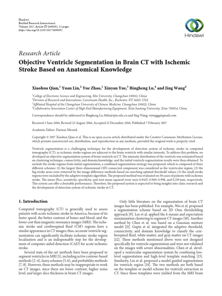 Ventricle Segmentation in Brain CT With Ischemic Stroke | PDF | Image Segmentation | Ct Scan
