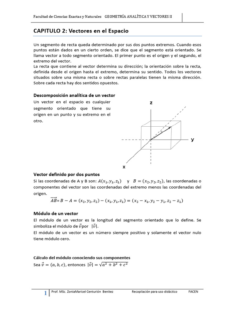 Capitulo 2 - Vectores en El Espacio-2022 | PDF | Vector Euclidiano | Escalar (Matemáticas)