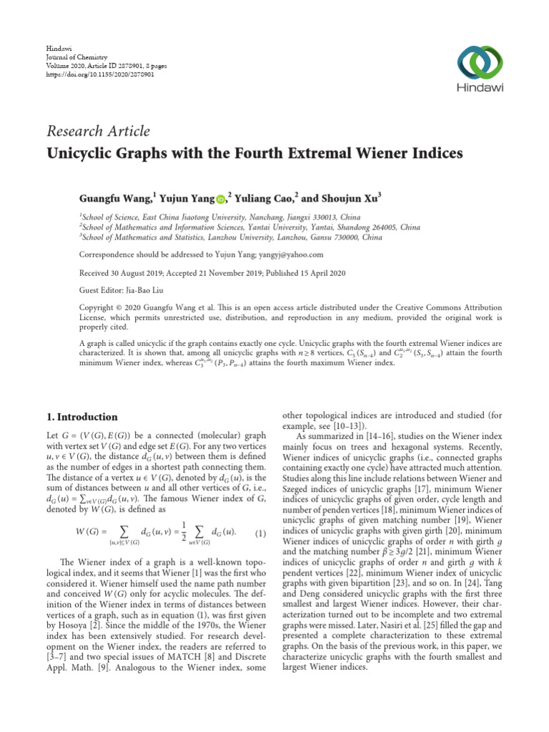 Unicyclic Graphs With The Fourth Extremal Wiener Indices | PDF | Vertex ...