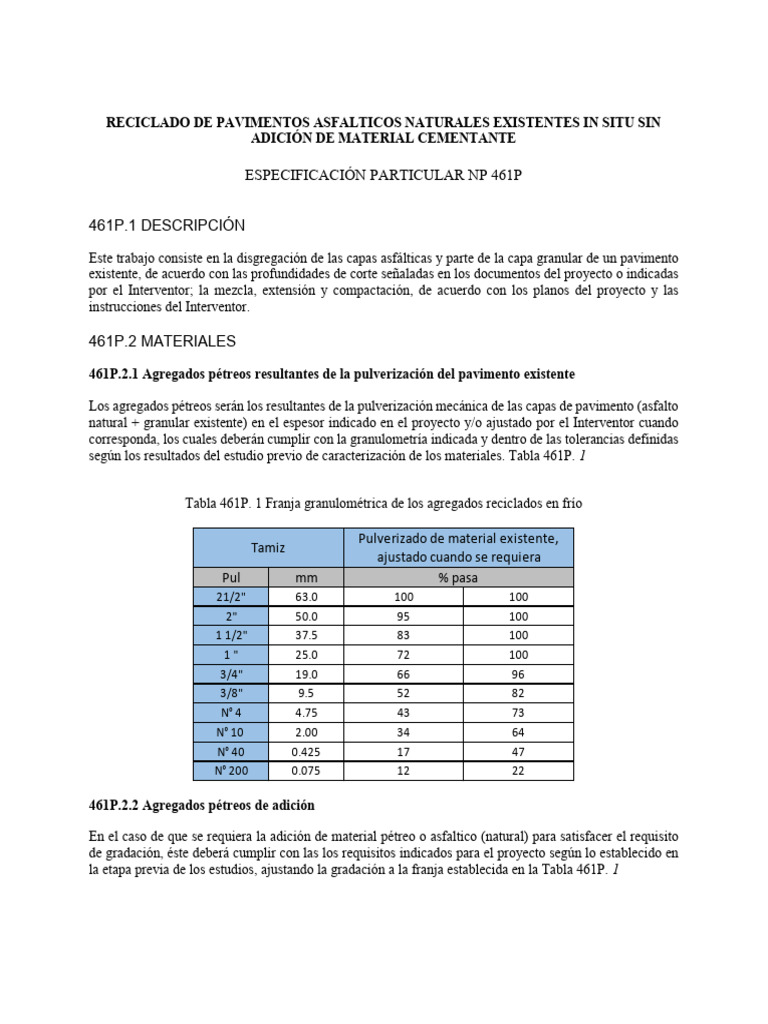 Esp Part Reciclado 461P | PDF | Agua | Densidad