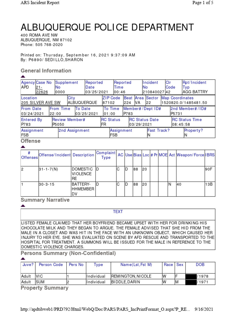#21022626-Incident Report Redacted | PDF | Crimes | Crime & Violence