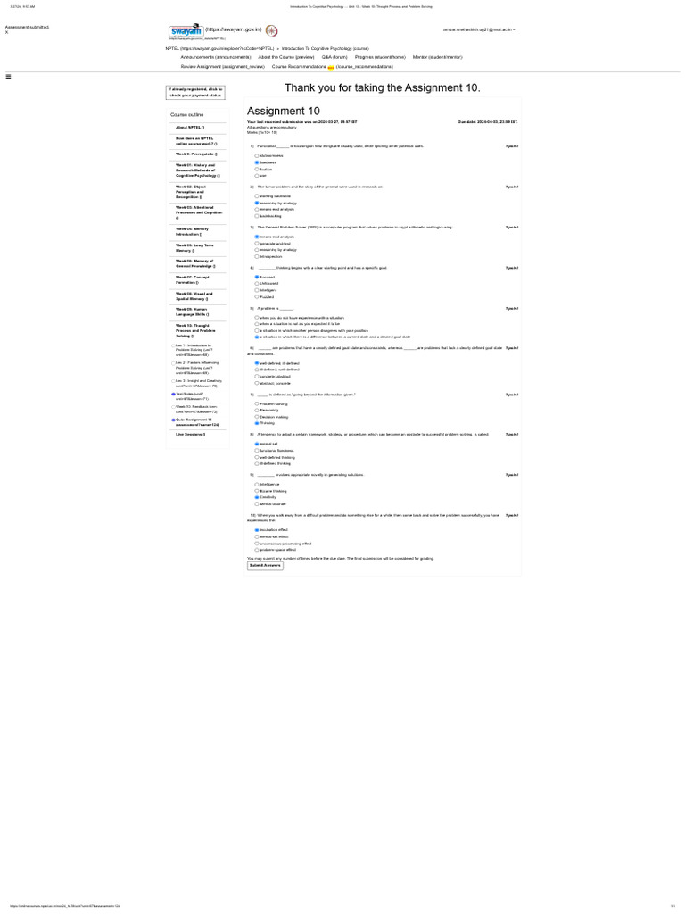 Introduction To Cognitive Psychology - Unit 13 - Week 10 - Thought ...