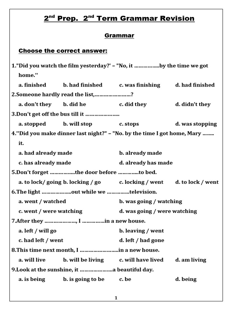 2nd Prep Grammar Review Sheet33wu2 | PDF | Home & Garden