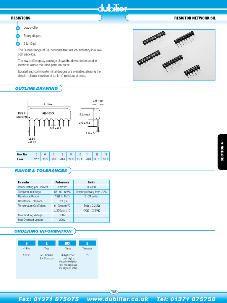 Dubilier Resistor Networks Datasheet | PDF | Resistor | Electrical ...