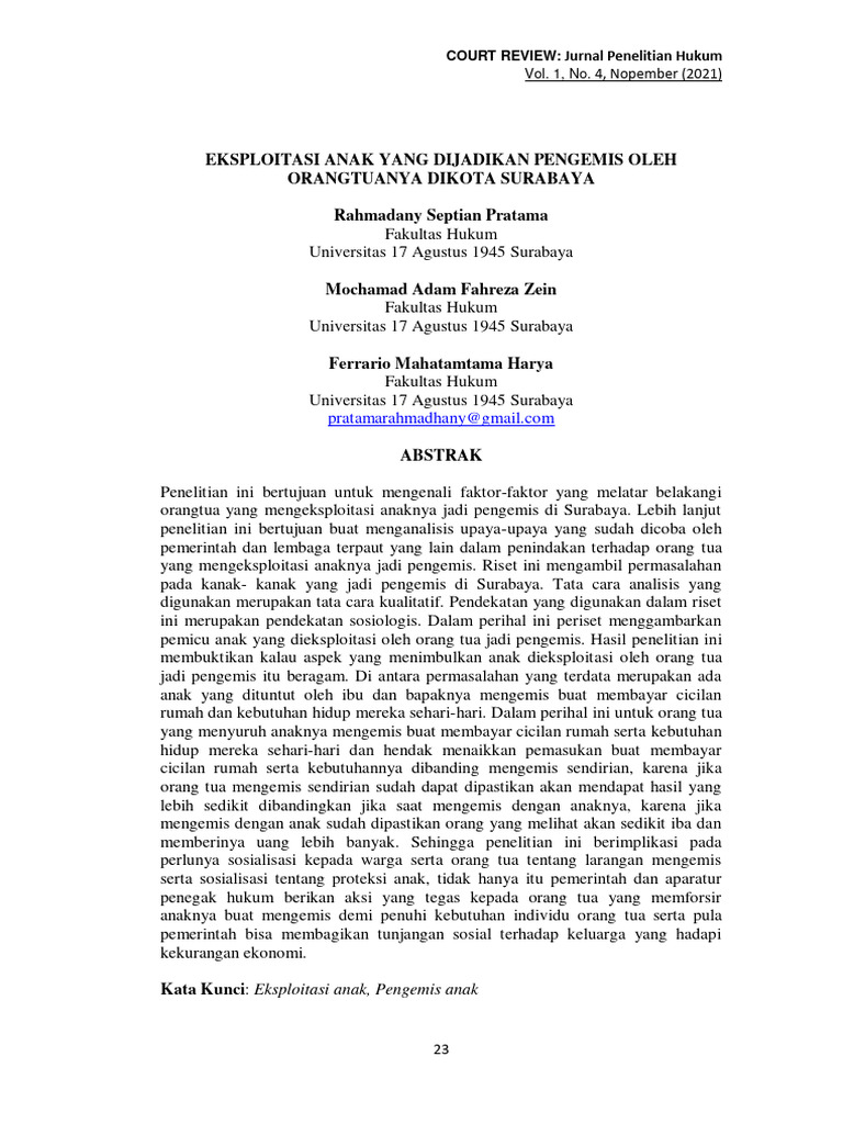 Eksploitasi Anak Pengemis di Surabaya | PDF