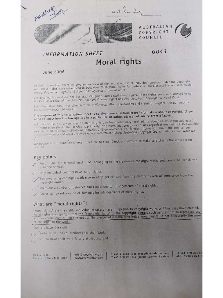 Moral Rights | PDF