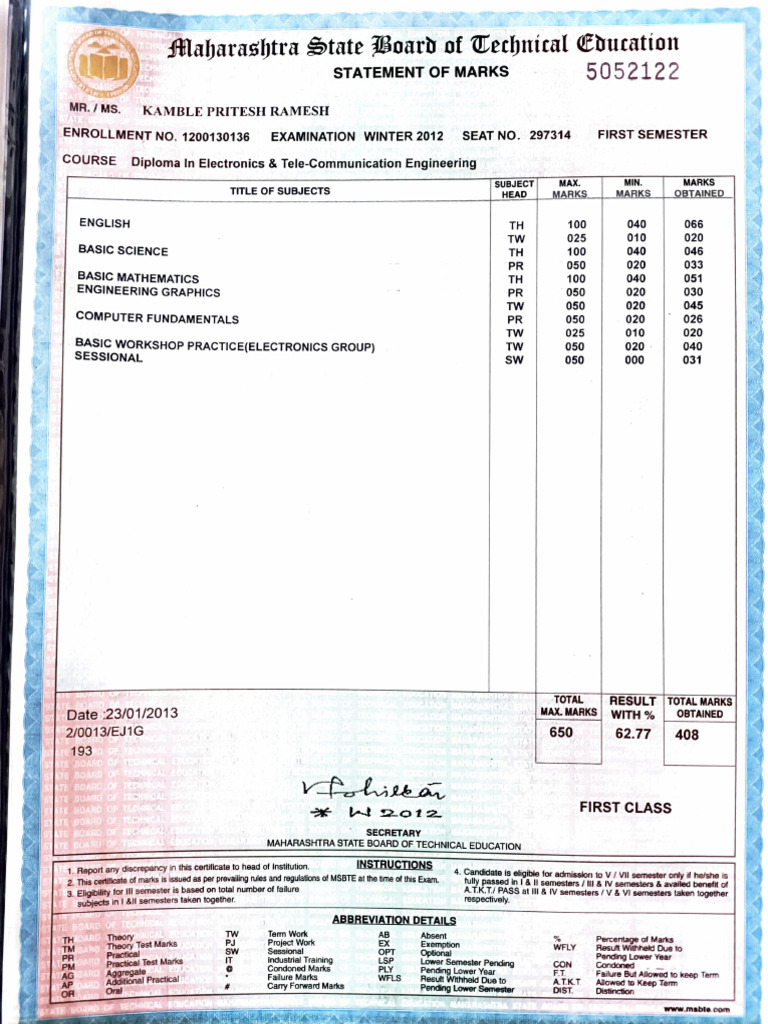 Upload Class 12 Marksheet - 1 | PDF | Science | Engineering