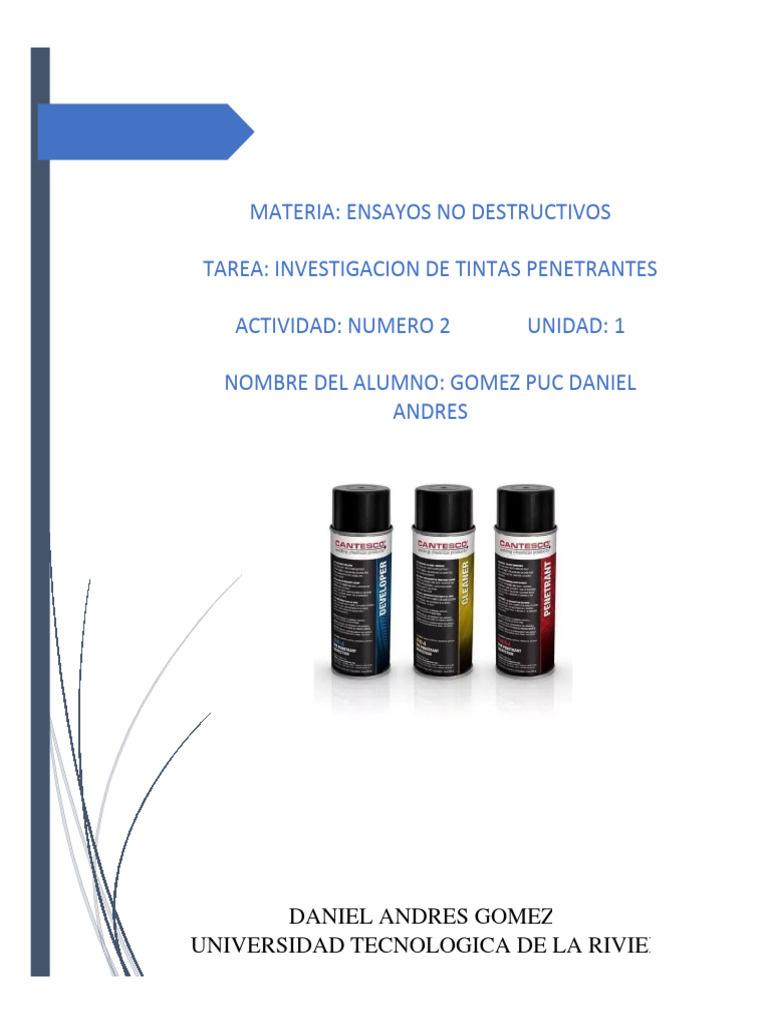 Ensayo No Destructivo: Tintas Penetrantes | PDF | Pruebas no ...
