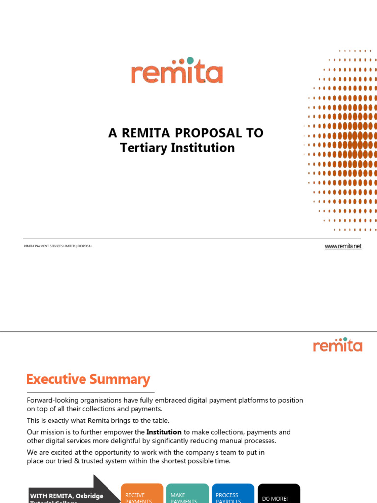 Remita Proposal for Oxbridge College | PDF | Payments | Loans