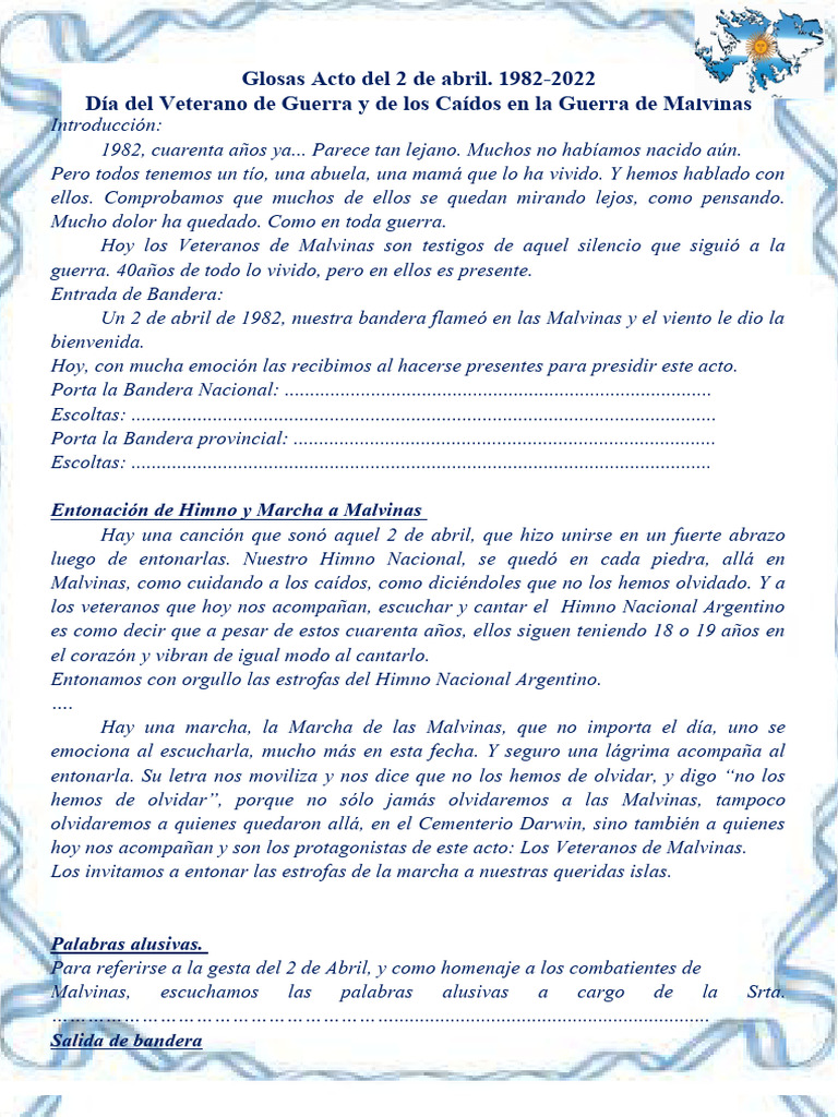 Glosas Acto Del 2 de Abril | PDF