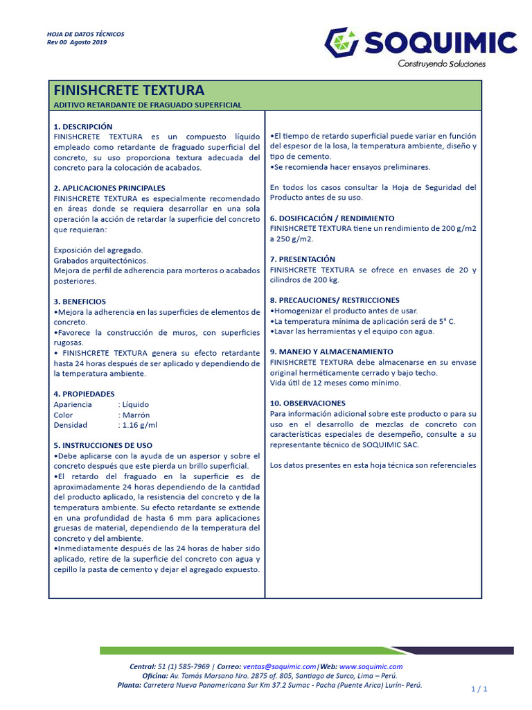 FT - Finishcrete Textura | PDF | Hormigón | Ingeniería de Edificación