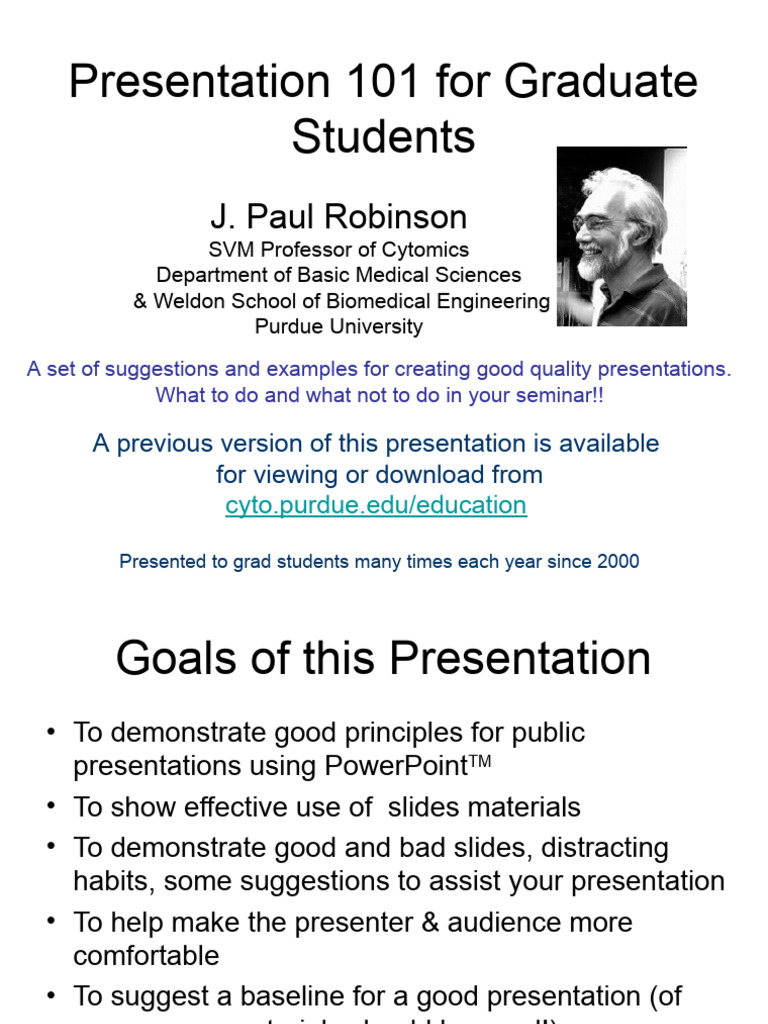 Presentation 101 For Graduate Students | Download Free PDF | Assay | Confocal Microscopy