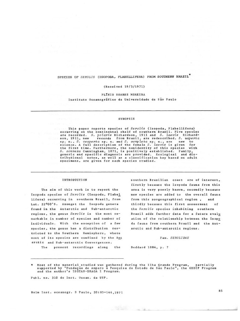 Moreira, 1972 - Serolidae Brasil | PDF | Anatomical Terms Of Location ...