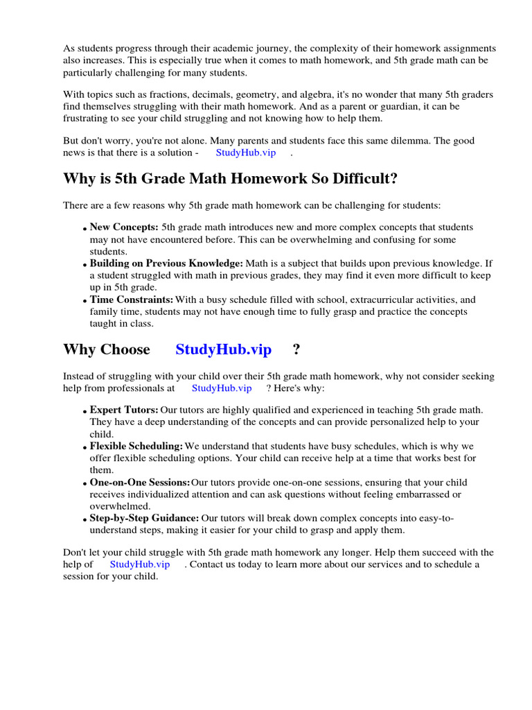 5th Grade Math Homework | PDF | Worksheet | Mathematics