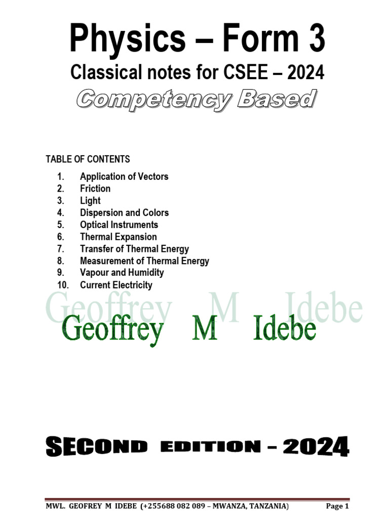 Idebe Physics 3 New 2024 Pdf Friction Euclidean Vector