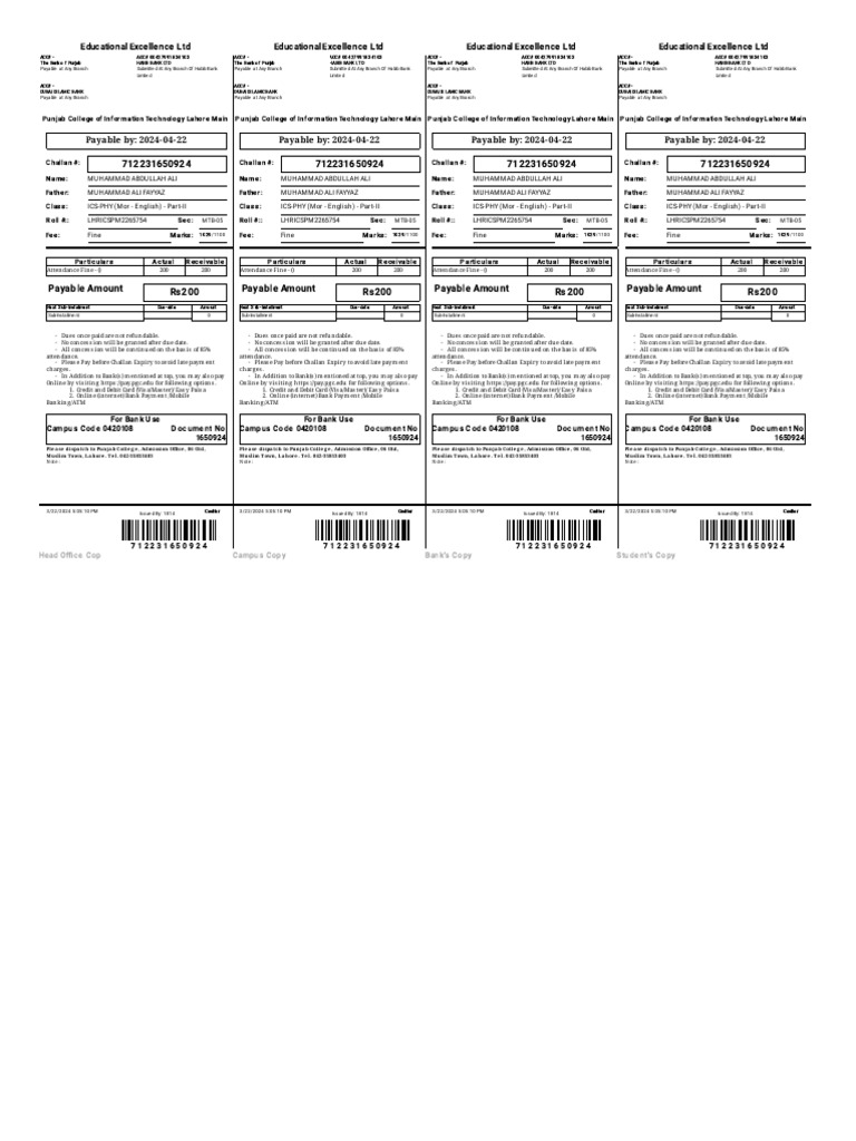Challan Form | Download Free PDF | Banking | Banking Technology