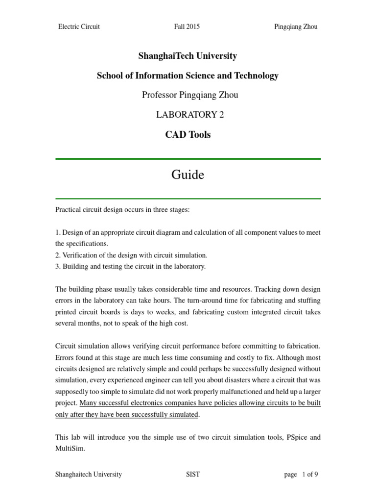 Lab2-CAD Tools | PDF | Electrical Network | Circuit Design