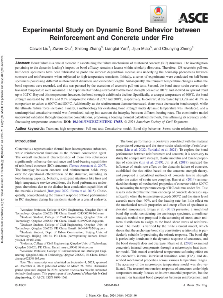 Liu Et Al 2024 Experimental Study On Dynamic Bond Behavior Between ...